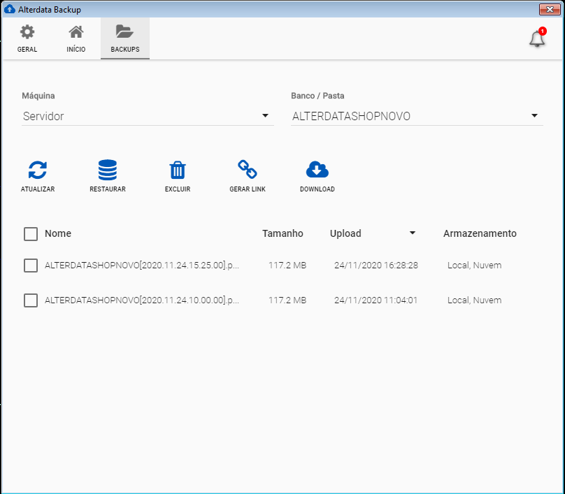 Versão 10.1.0.0 - Alterdata Backup