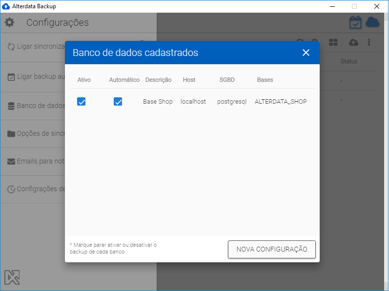 Banco de dados - - Alterdata Backup