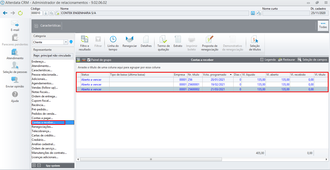 CRM - Localizar contas a receber - Bimer - Base de Conhecimento