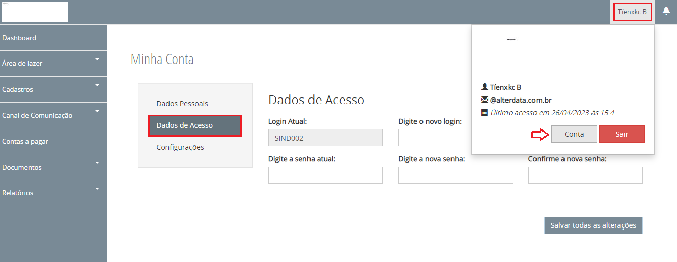 Como alterar login e senha de acesso pelo cadastro do síndico ...
