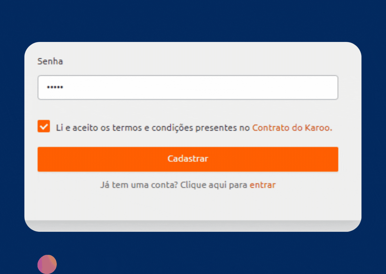Criando sua conta - Karoo Chat