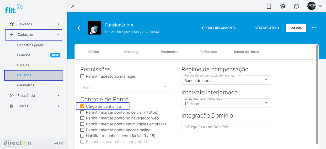 Flit - Configurações sobre o controle de Ponto - Flit - Base de ...