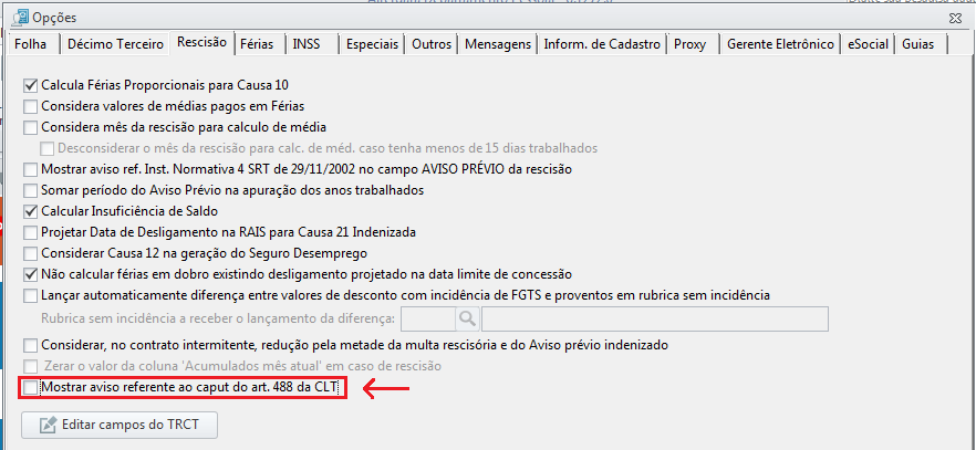 Redução ao gerar o aviso - Departamento Pessoal - Base de Conhecimento Redução ao gerar o aviso - Departamento Pessoal - Base de Conhecimento