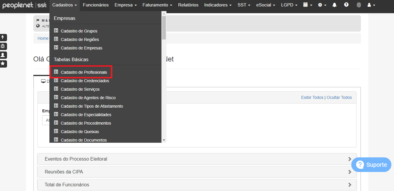 Peoplenet - SST - Como cadastrar Profissionais. - Peoplenet - Base de ...