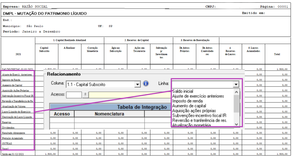 C1397-Importação de Saldos para DMPL-Mutação do Patrimônio Líquido ...