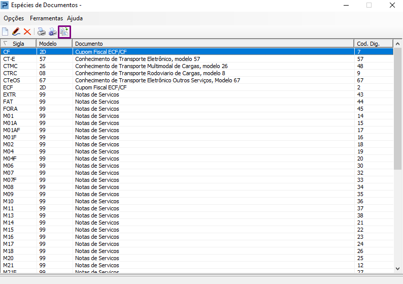 F907-Como cadastrar um novo modelo sintegra na tabela de espécies de ...