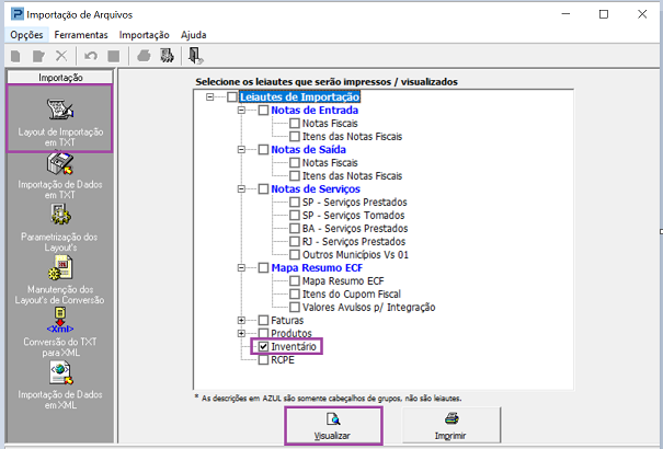 F659-Importação Inventário - Layout Prosoft - Base de Conhecimento - Fiscal