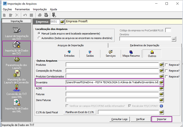 F659-Importação Inventário - Layout Prosoft - Base de Conhecimento - Fiscal
