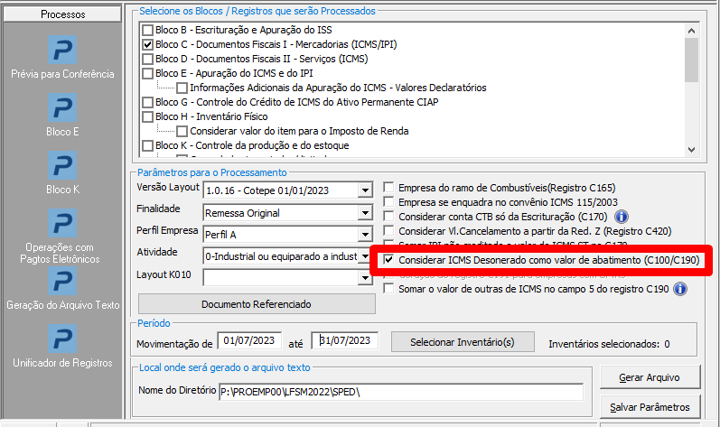 F1154-Geração dos registros C100 e C190 do SPED Fiscal com valores de ...