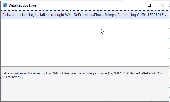 F1468 Falha Ao Instanciar Inicializar O Plugin Wkb Onpremises Fiscal