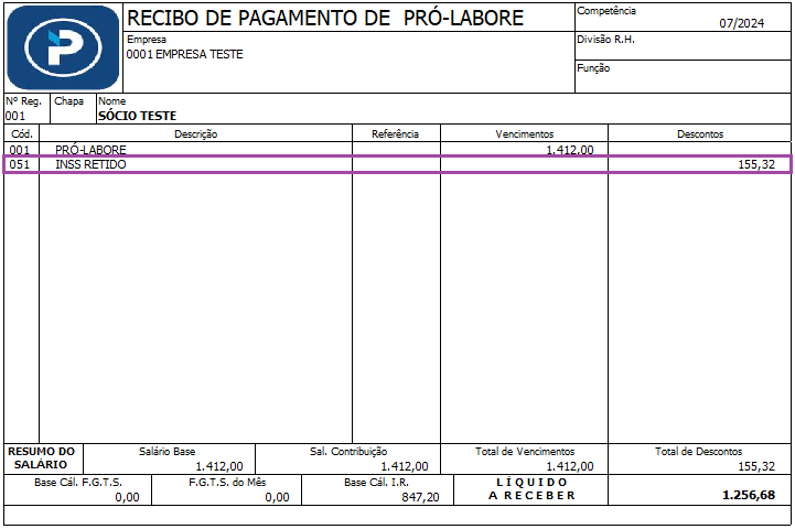 FP1997 - Controle de Sócios - Cálculo de INSS no recibo de pró-labore ...