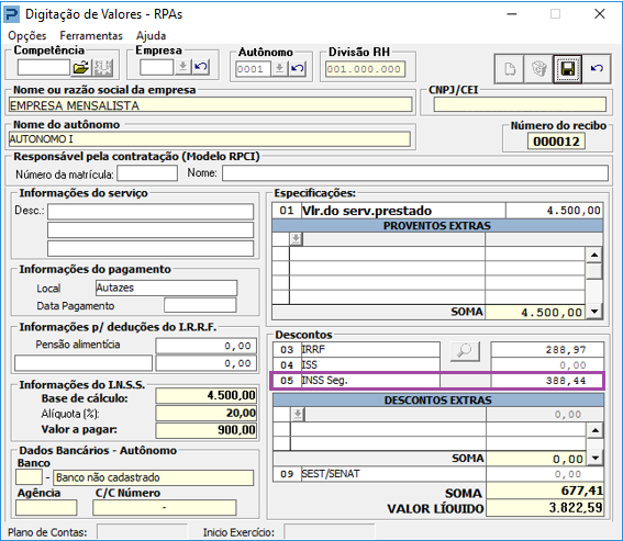 FP973 - Controle de Autônomos - Cálculo de INSS na RPA quando tem ...