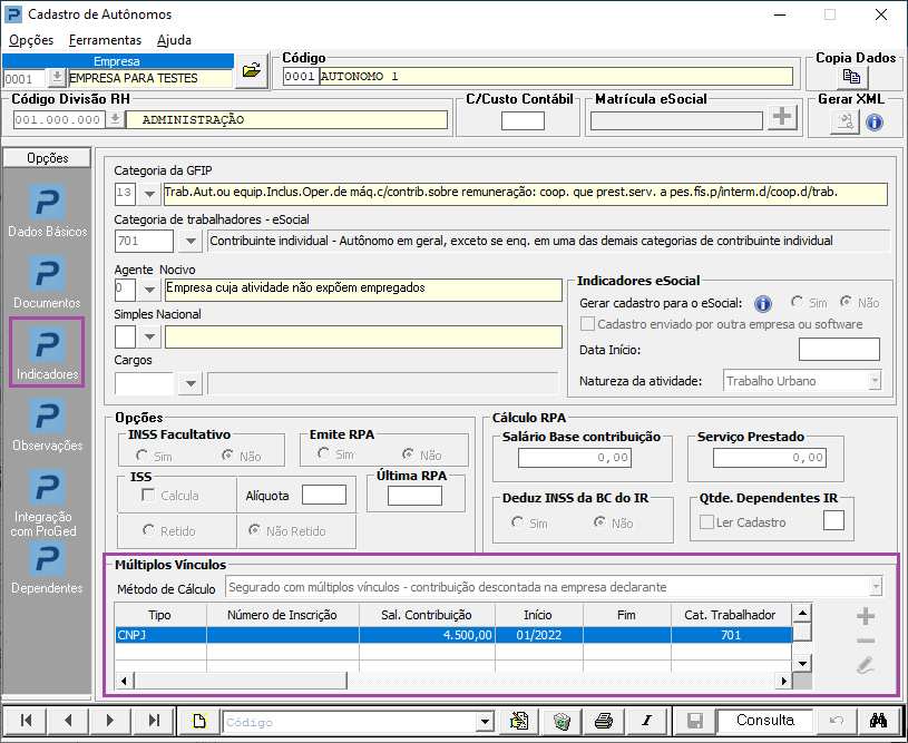 FP973 - Controle de Autônomos - Cálculo de INSS na RPA quando tem ...