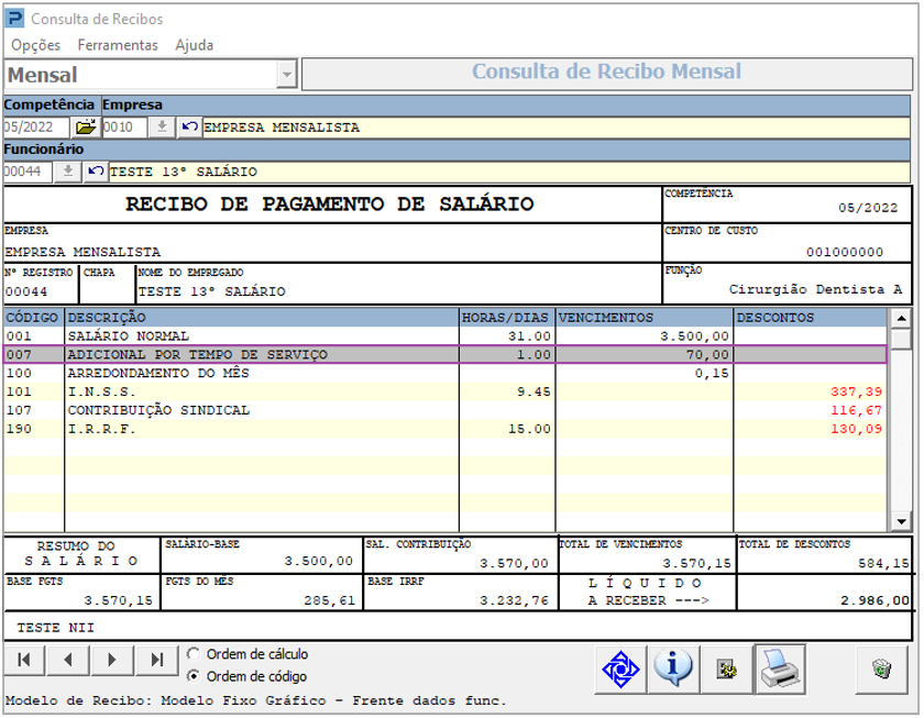 FP838 - 13° Salário - Média de Adicional por Tempo de Serviço no Recibo ...