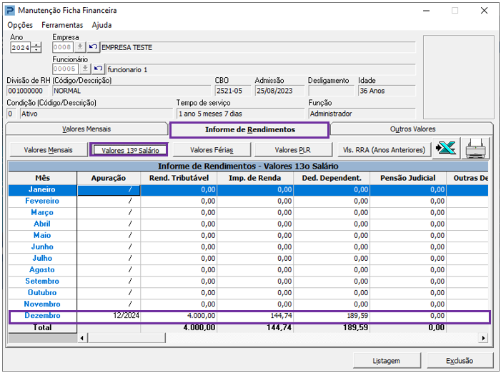 FP322 - 13º Salário - Salário no Informe de Rendimentos. - Base de ...