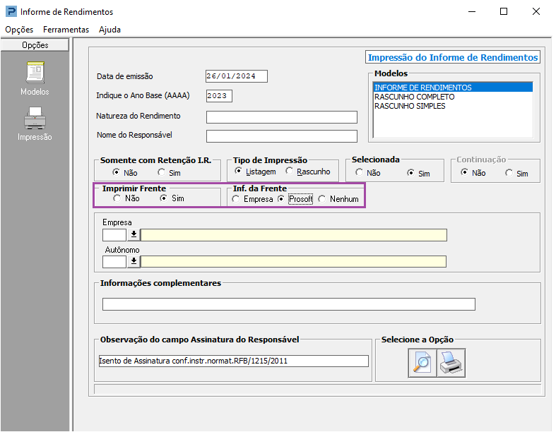 FP857 - Informe de Rendimentos - Novos modelos para impressão - Base de ...