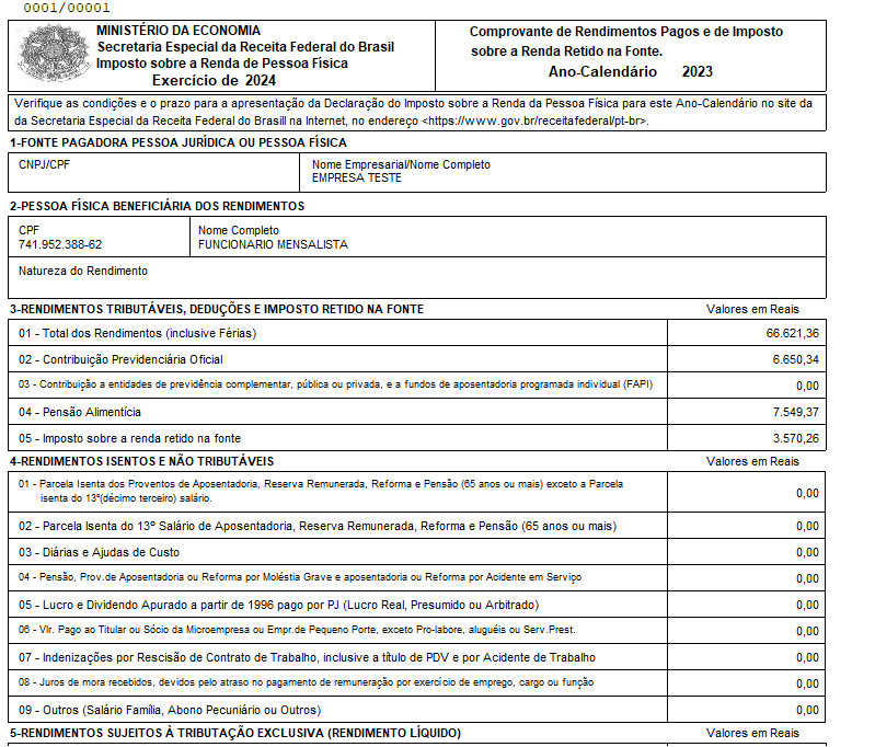 FP857 - Informe de Rendimentos - Novos modelos para impressão - Base de ...