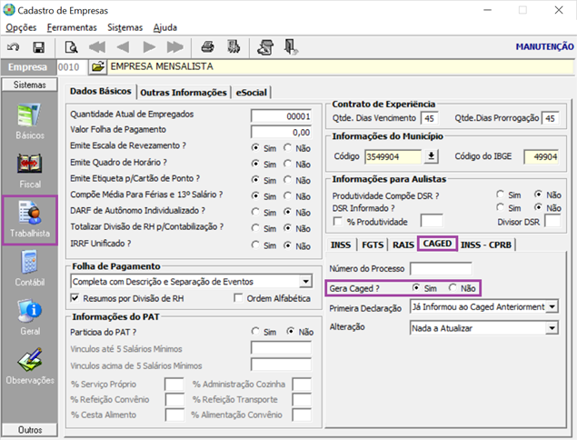 FP231 - CAGED - Geração do CAGED Individual - Base de Conhecimento - Social