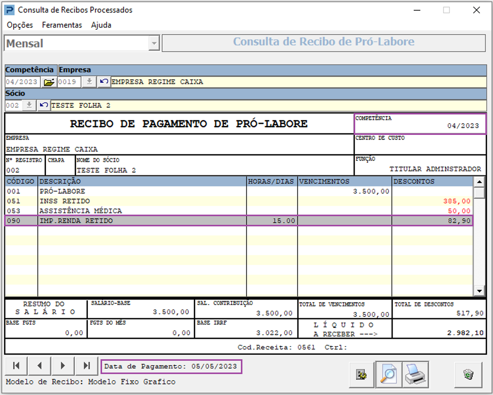 FP3089 - eSocial - Valor de IRRF sobre Pró-labore não é considerado ...